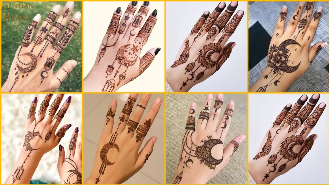 New Chand Mehndi Designs For Eid 2024!! Easy Chand Mehndi Designs!!Moon ...