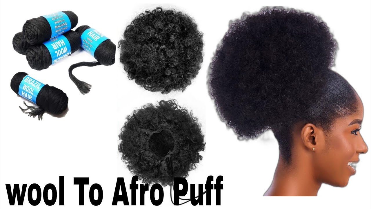 OMG😱 AFRO PONYTAIL WITH BRAZILIAN WOOL. From Yarn To Kinky Crochet Hair ...