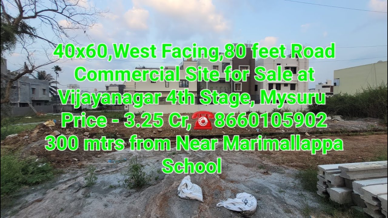 40x60,W/F,80 feet Road Commercial Site for Sale at Vijayanagar 4th ...