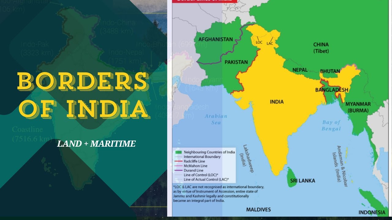 Borders Of India Through Map- Land and Maritime | Border Lines | # ...