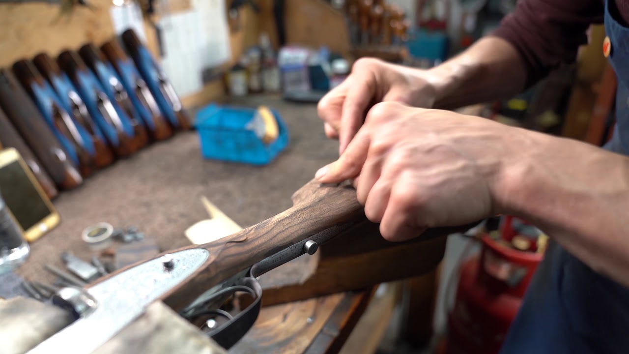 Sanding Down and Oiling the Stock of a Holland and Holland Shotgun ...