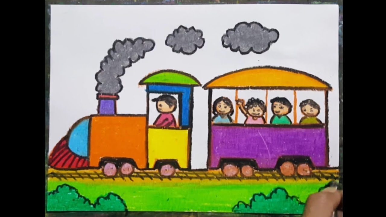 Cara gambar Kereta Api | Cara menggambar Kereta Mini - YouTube