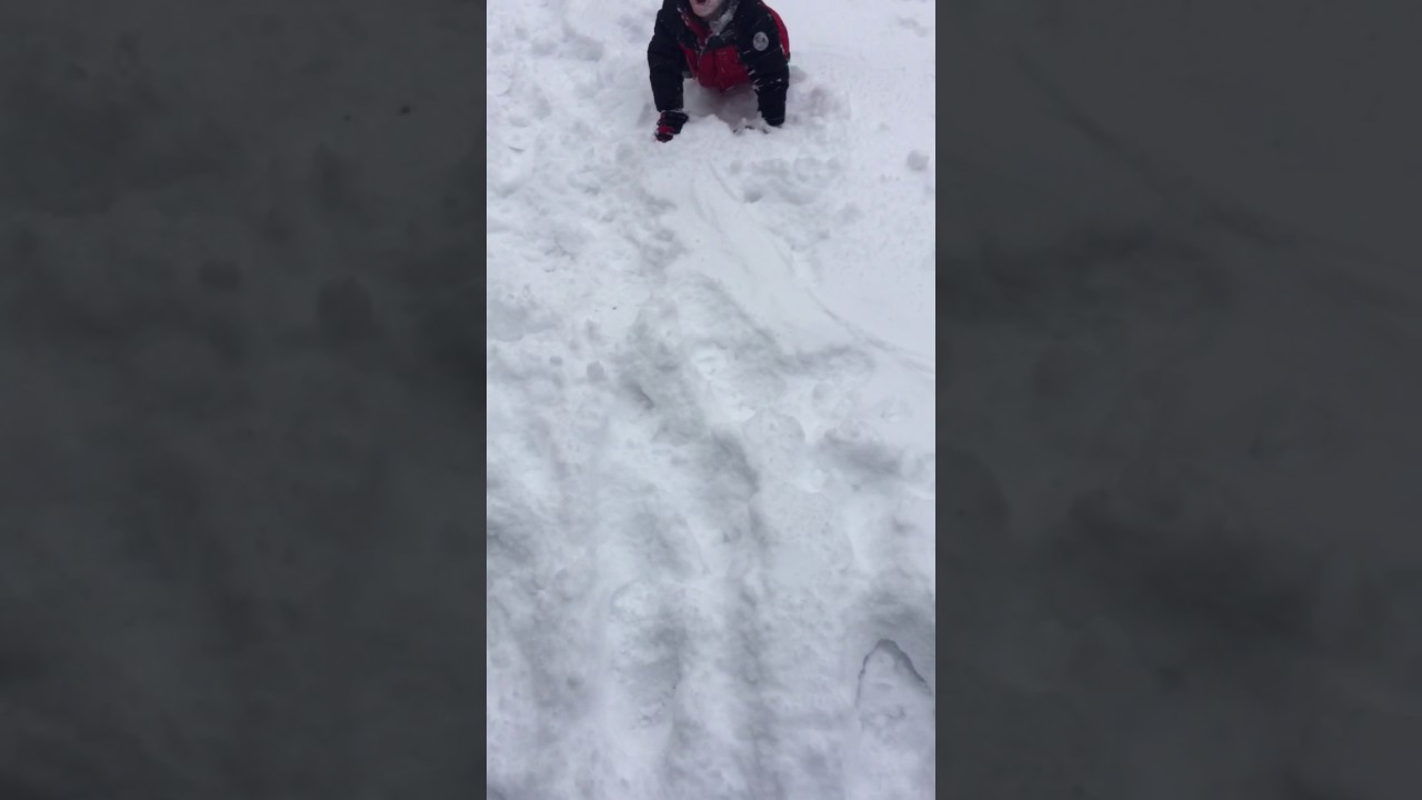 Son falling head first in snow - YouTube