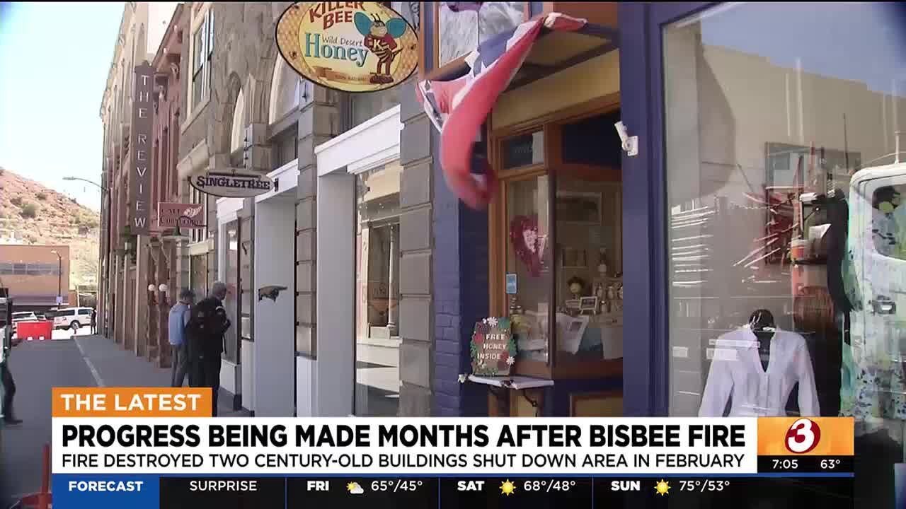 Progress ongoing months after Main Street fire in Bisbee - YouTube