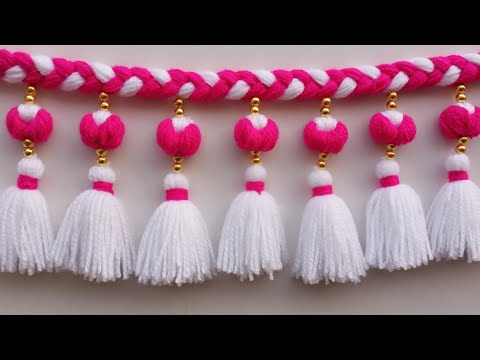 ऊन से बनाए नए डिजाइन की झालर/Woolen toran design/unn ki jhalar/Darwaje ki toran/jhalar banana/#wool
