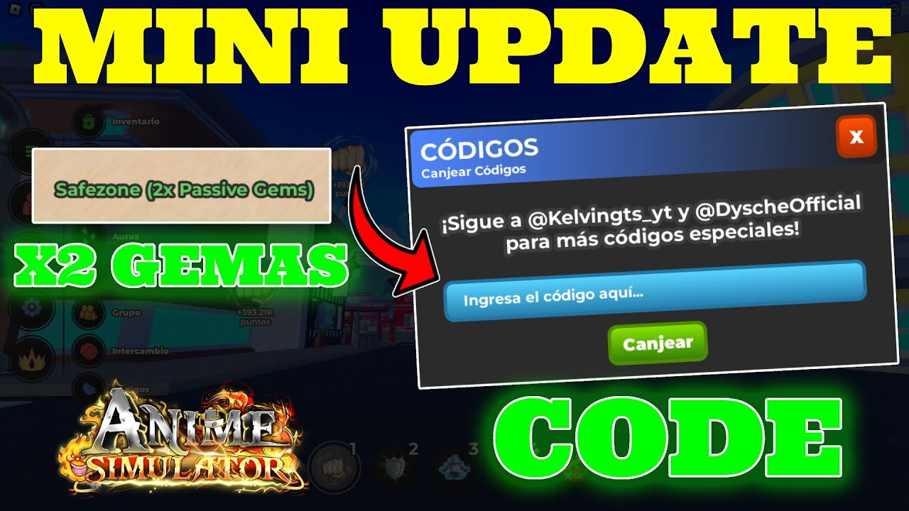 MINI UPDATE + CODE EN ANIME SIMULATOR ROBLOX *X2 GEMAS* - YouTube