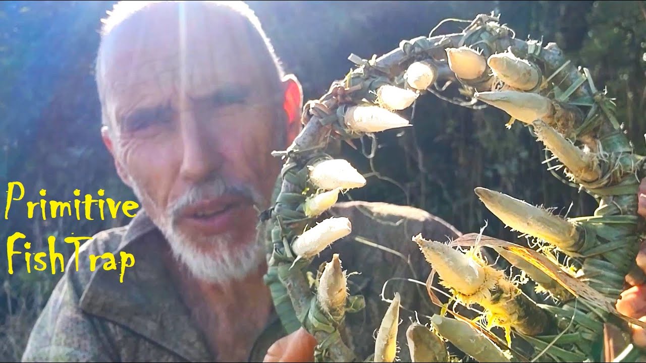 Make A Primitive Fish Trap. Catch & Cook - YouTube