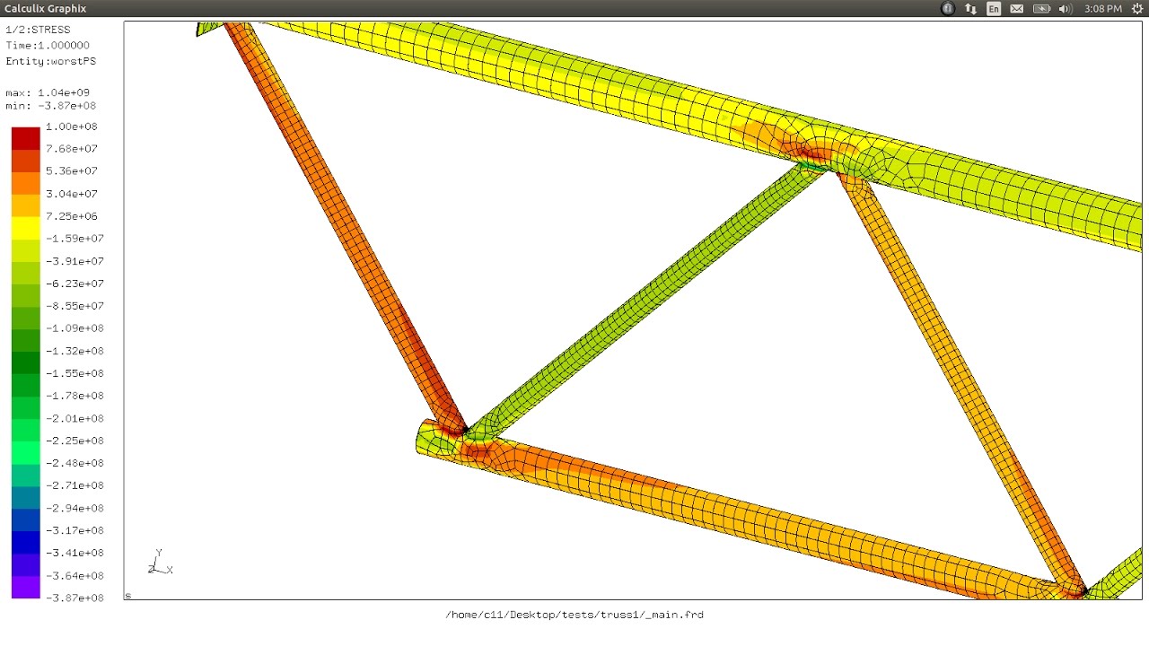CalculiX - Truss With Shell Elements FEA - YouTube