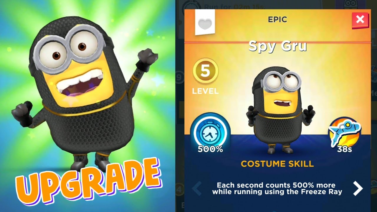 Minion Rush Spy Gru Costume Upgrade Level 5 and prize pods opening in ...
