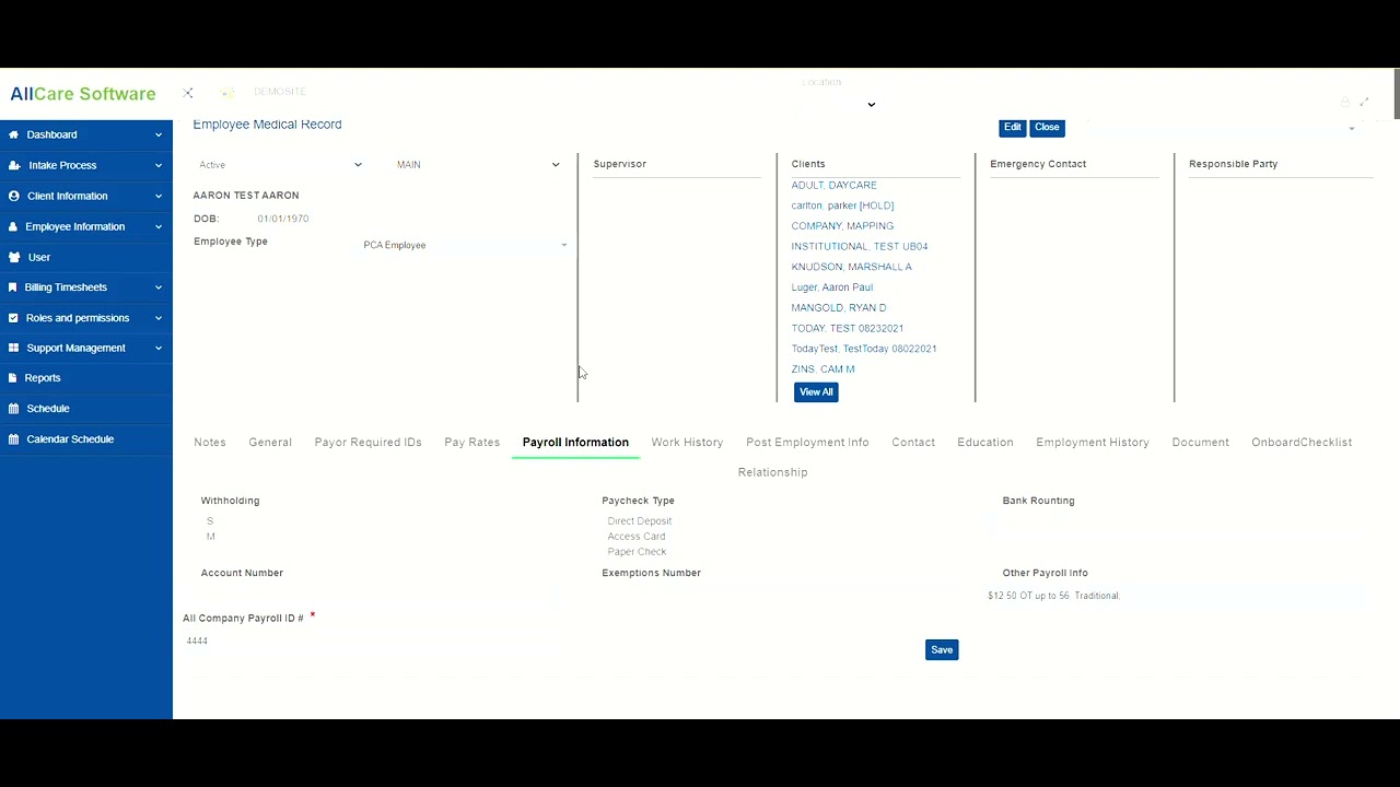 All Care Software Employee Record - YouTube