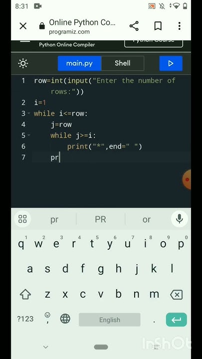 star pattern in python right angle pattern#coding#python ...