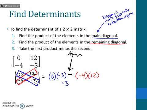 Additional Lesson 8 pt 1 - Solving 2x2 Determinants - YouTube