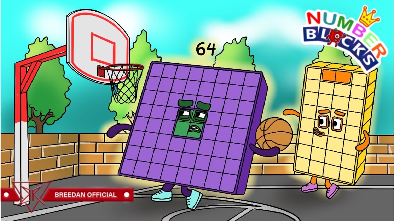 Numberblocks How To Draw Numbers 64 32 Plays Basketball Coloring ...