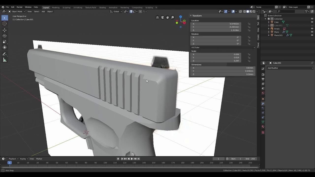 Blender Gun Modelling Tutorial (Part 2) - YouTube