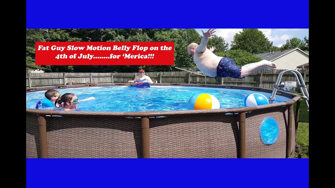 Fat Guy Slow Motion Belly Flop on the 4th of July.....for America ...