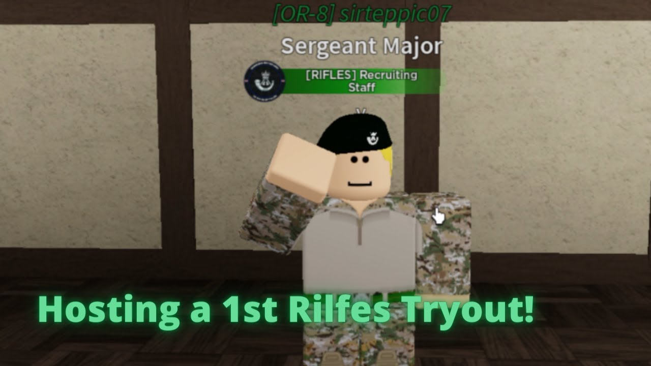 Hosting a tryout for the 1st Rilfes Battalion in Roblox Sandhurst ...