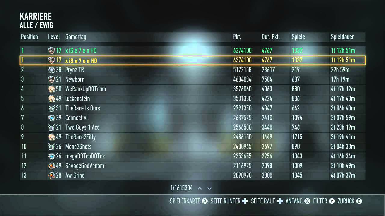 CoD Advanced Warfare Leaderboard #1 on XBOX ONE - YouTube