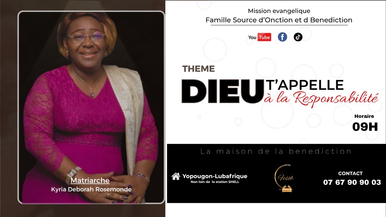 DIEU T'APPELLE A LA RESPONSABILITE | MATRIACHE KYRIA DEBORAH ROSEMONDE ...