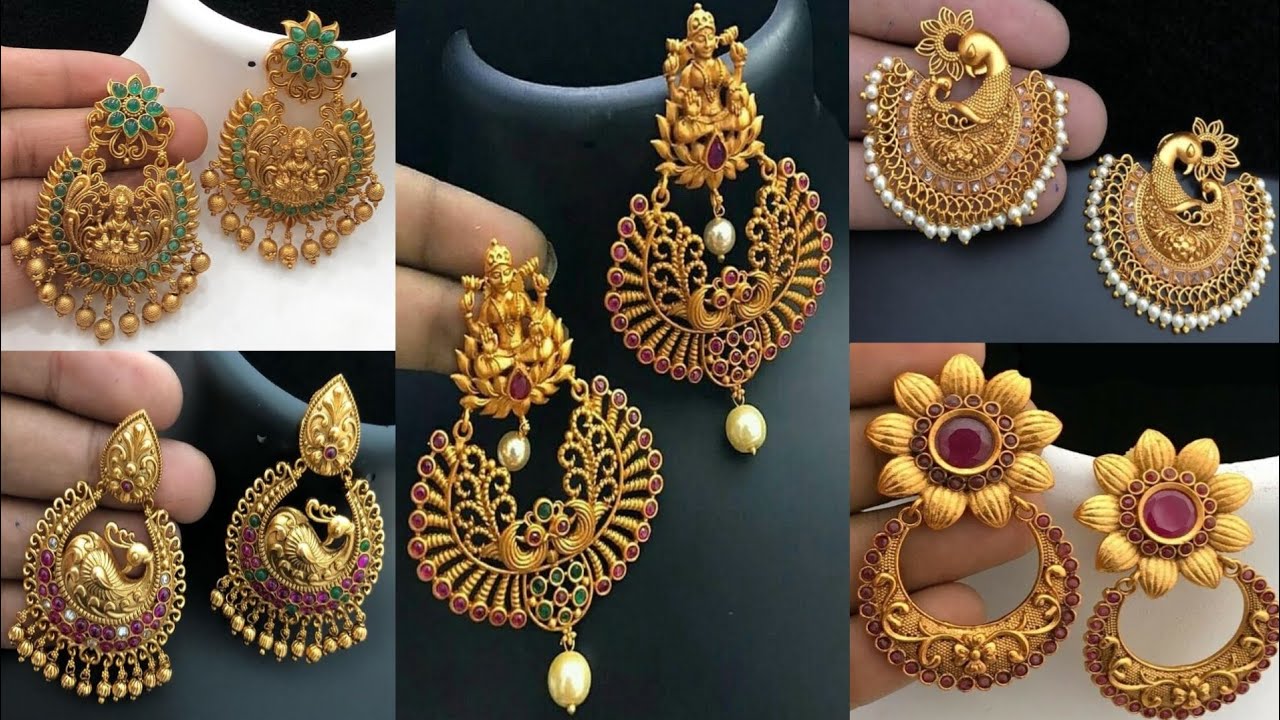 Latest Collection Gold Chandbali Earrings || Best Gold Bridal Chandbali ...