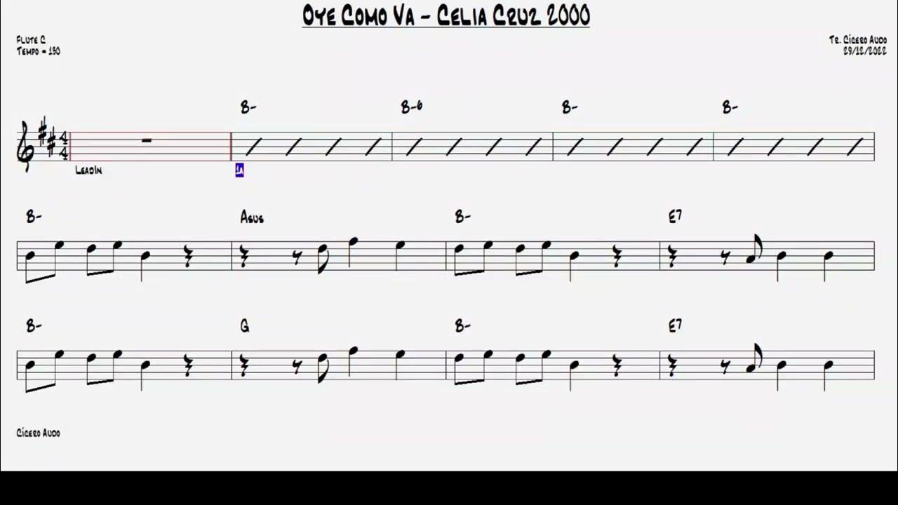 Oye Como Va - Celia Cruz 2000 (Flute C) [Sheet music] - YouTube
