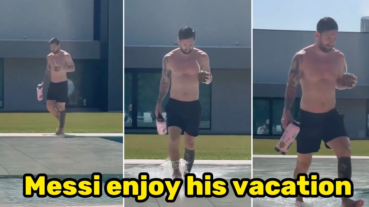 Messi was spotted enjoying his vacation with Antonela at the swimming ...