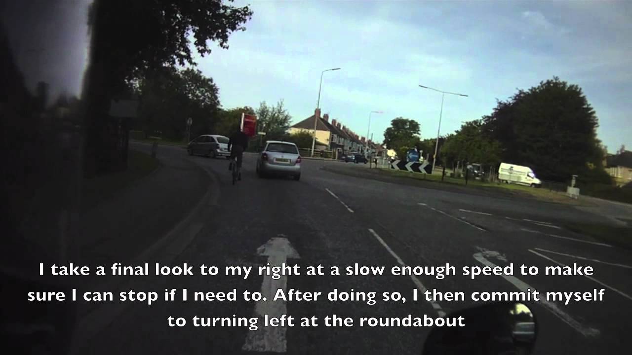 Motorcycle Demonstration: Turning Left At A Roundabout - YouTube