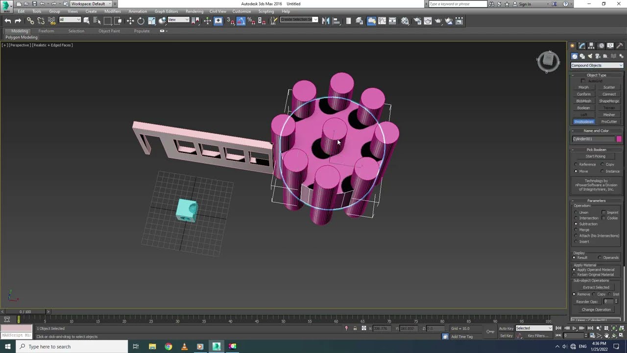 3DS Max Proboolean {sub, intersect ,union} - YouTube