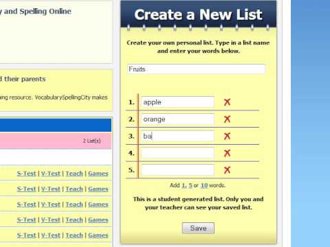 Create a New List - VocabularySpellingCity - YouTube