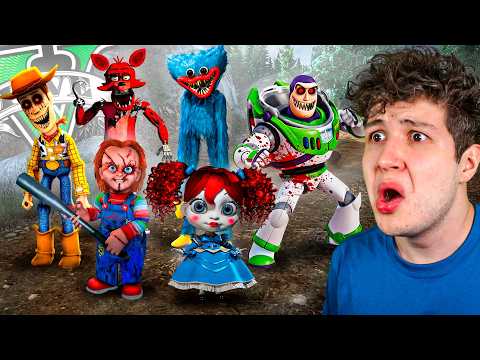 Me ENFRENTO a TODOS los MUÑECOS MALDITOS de GTA 5! 👻🔪 (Película)