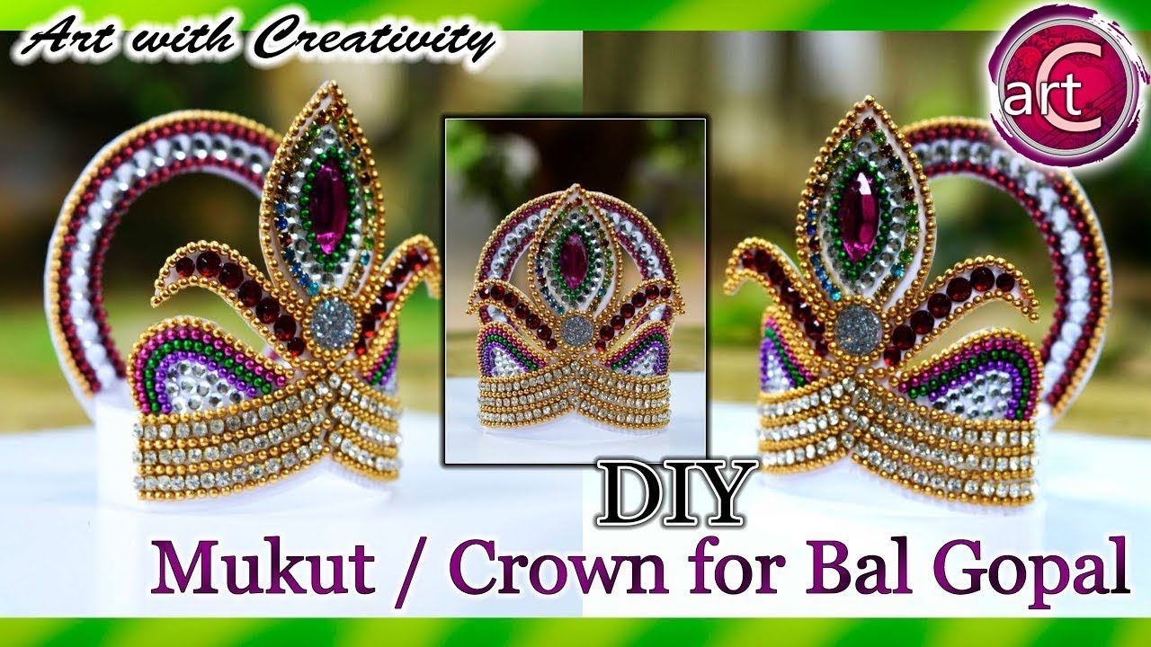 DIY : Mukut / Crown For Bal Gopal | Kundan mukut | Janmasthami | Art ...