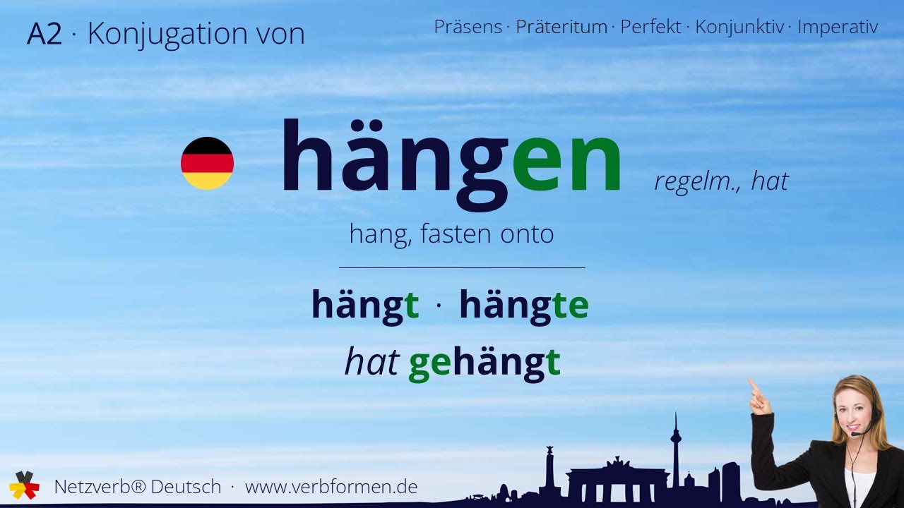 Konjugation Verb „hängen“ (regelm., hat) - alle Zeitformen, Lernvideo ...