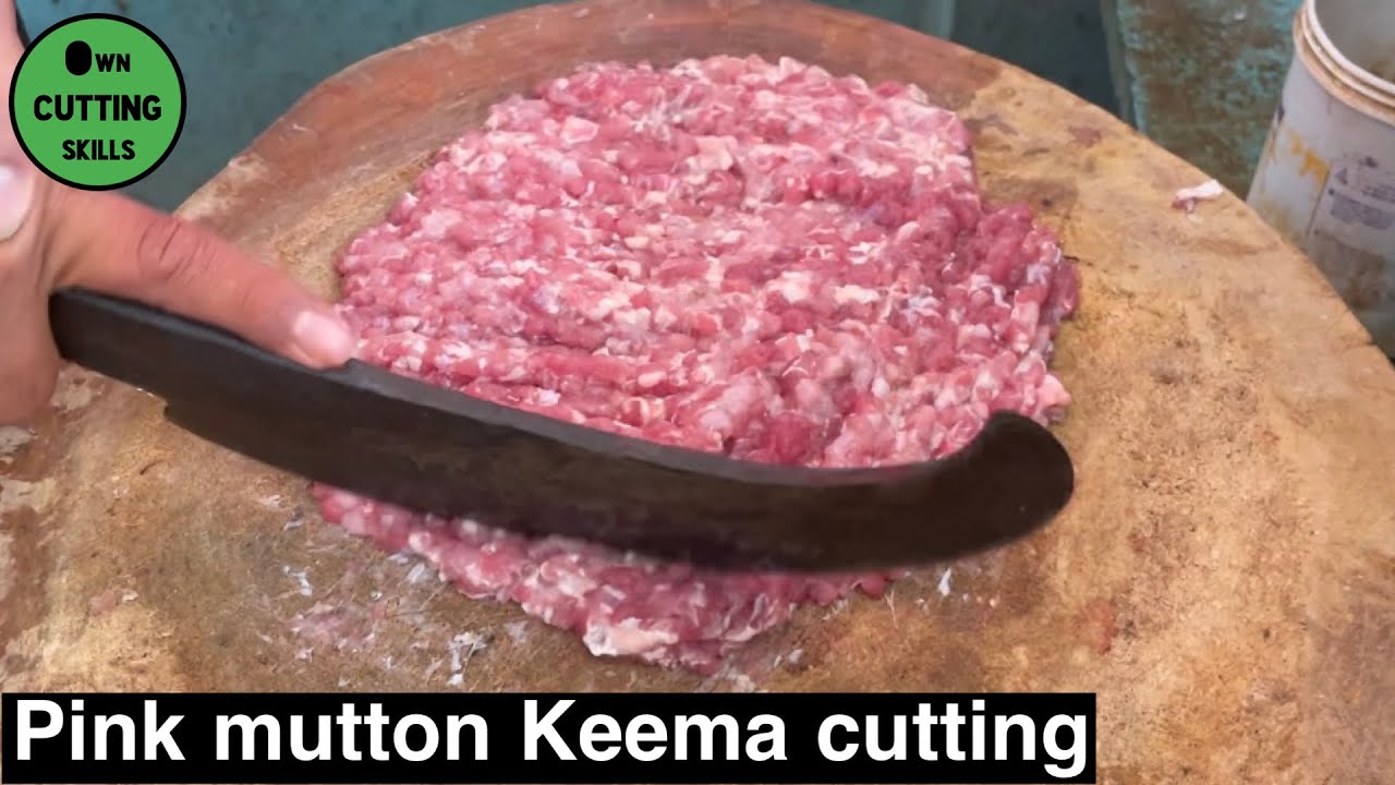 Pink mutton keema cutting skills | amazing mutton cutting | fastest ...