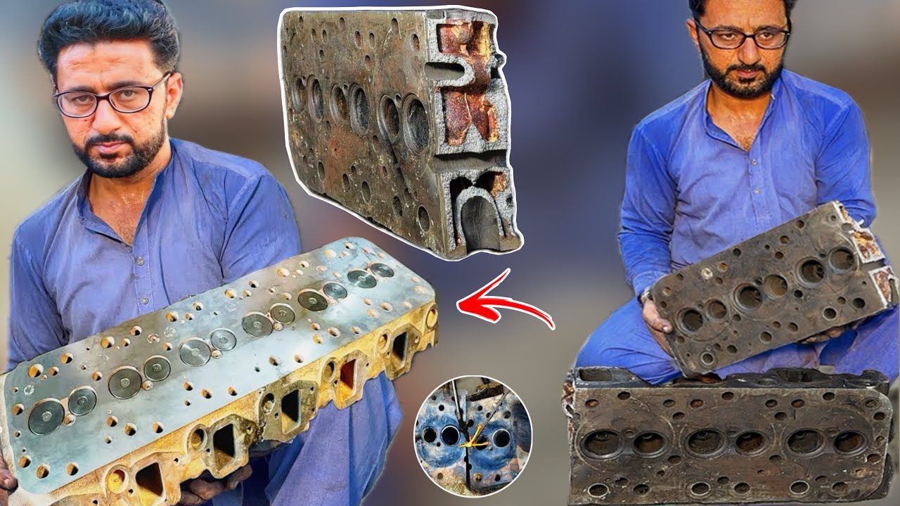 The Broken Engine head repair process which is repaired by very ...
