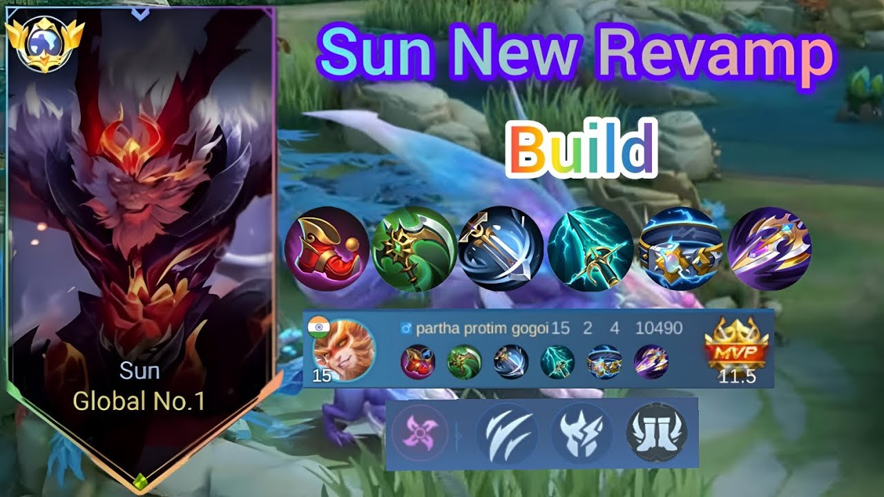 15 KILL MVP || SUN NEW REVAMP BUILD || MONTOON NEW UPDATE SUN ||R6 MLBB ...