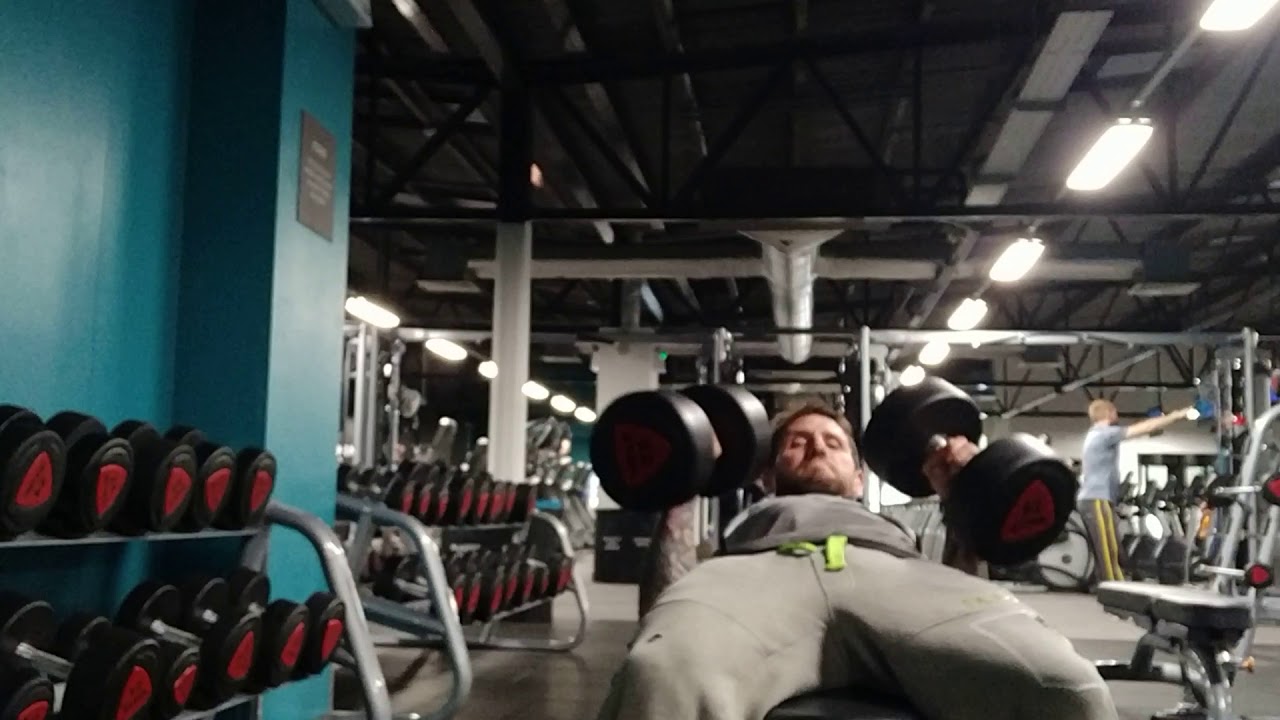 64 kg dumbbell bench press - YouTube