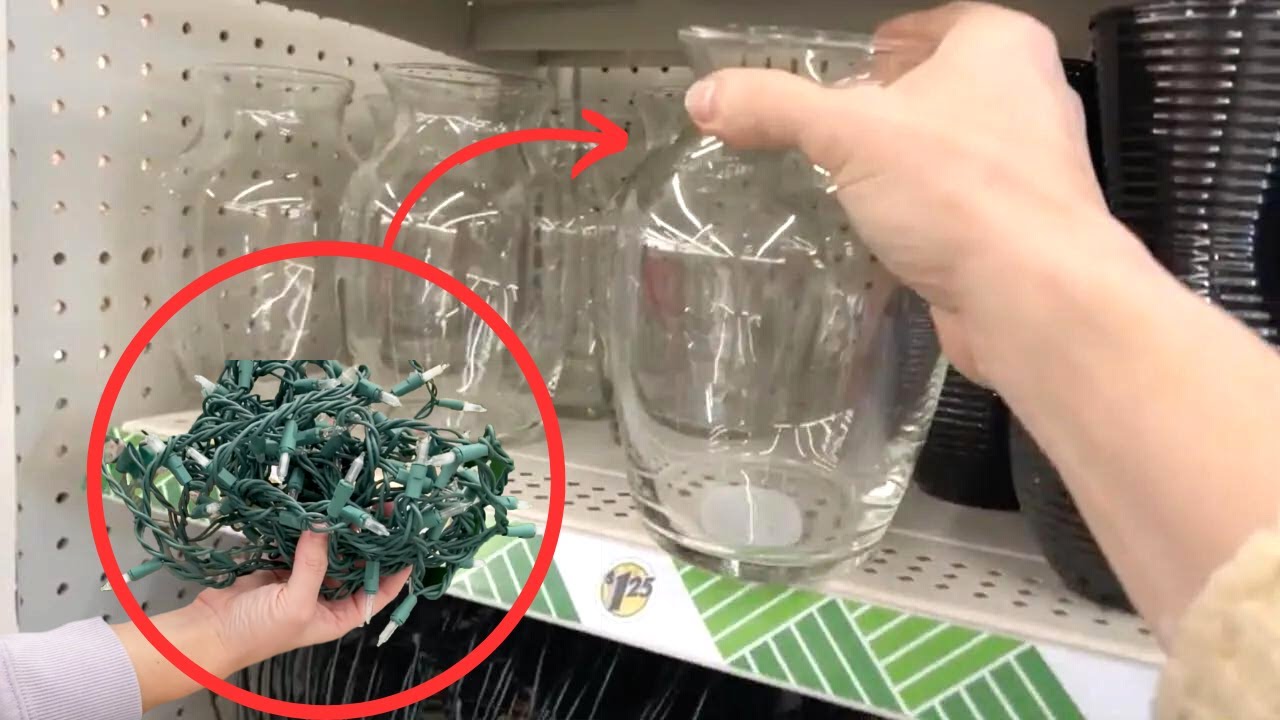 Grab string lights and a Dollar Store vase...this new holiday idea is ...
