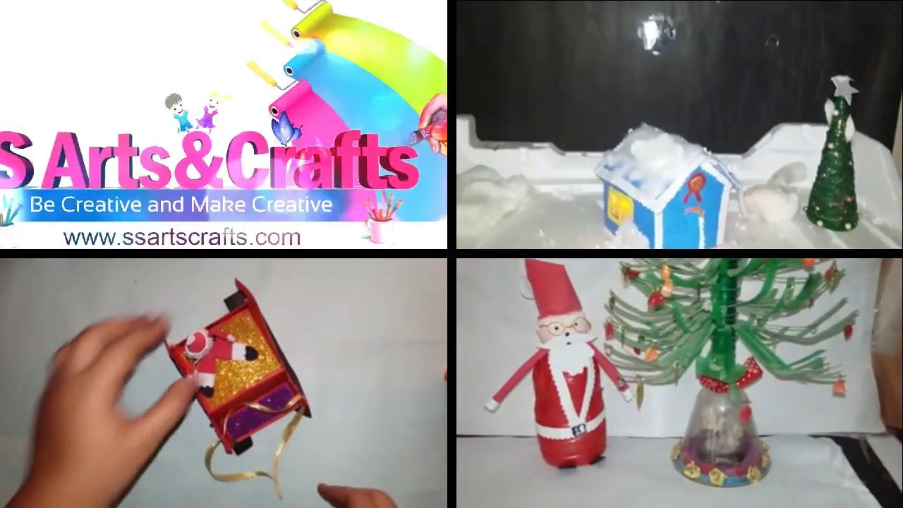 Best out of the waste//How to make Plastic bottle Santa, Santa Cart and ...