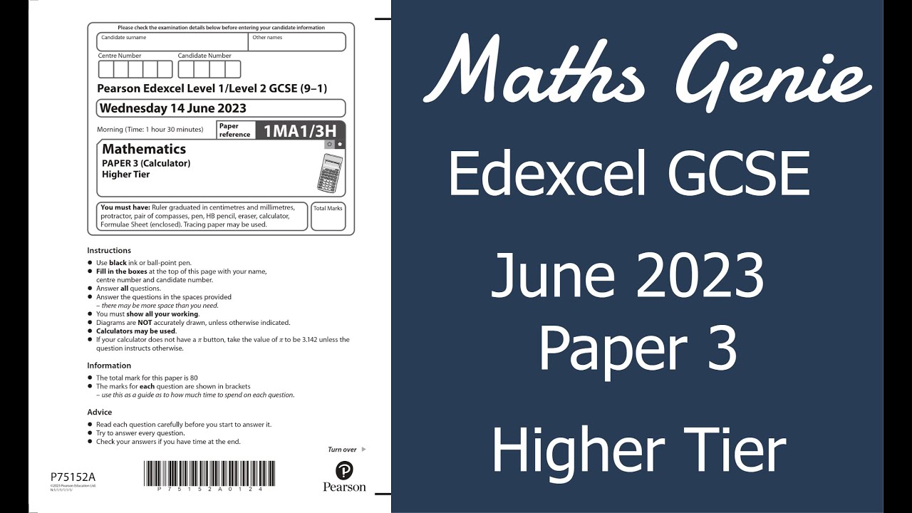 Edexcel Higher Paper 3 June 2023 Exam Walkthrough - YouTube