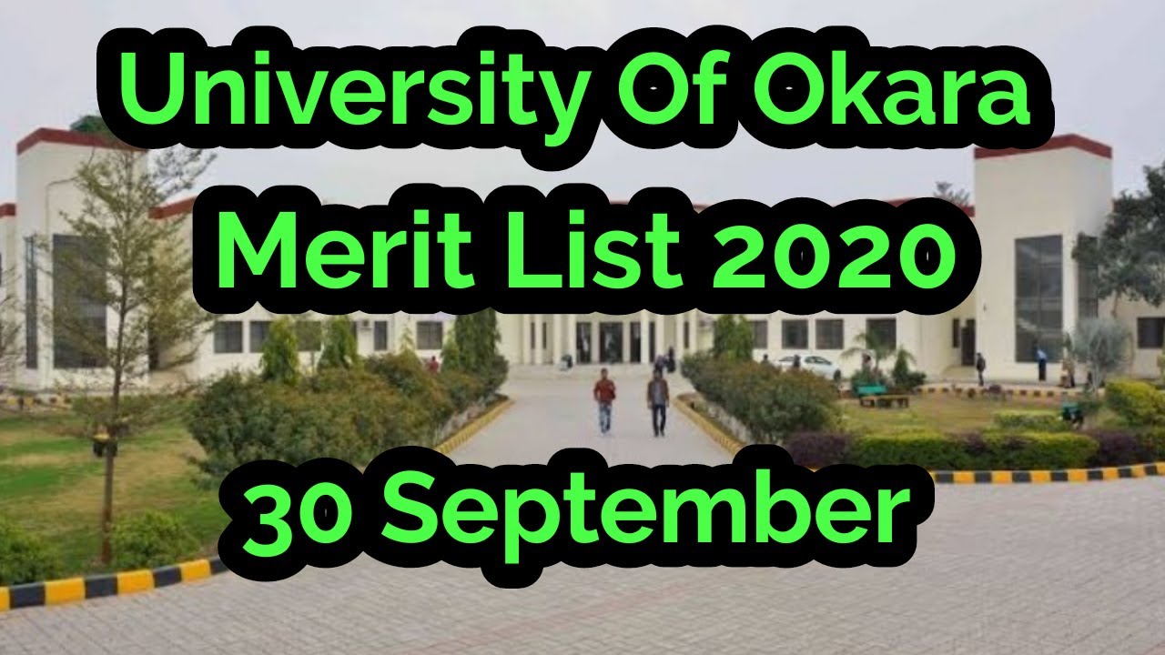University of Okara Merit List 30 Sep 2020 | University Of Okara Merit ...