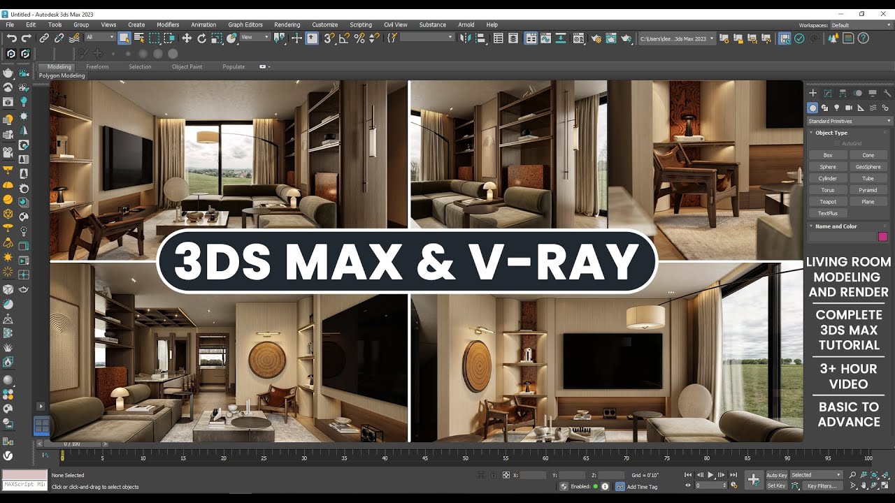 Living Room Modeling in 3ds Max + V-Ray 7 Rendering | Complete Tutorial ...