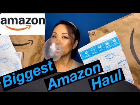 🔥BIGGEST AMAZON HAUL EVER! 🛍️ BUBBLE GUM EDITION 🤯💖 (UNBOXING & ASMR) BUBBLE BLOWING, GUM SNAPPING