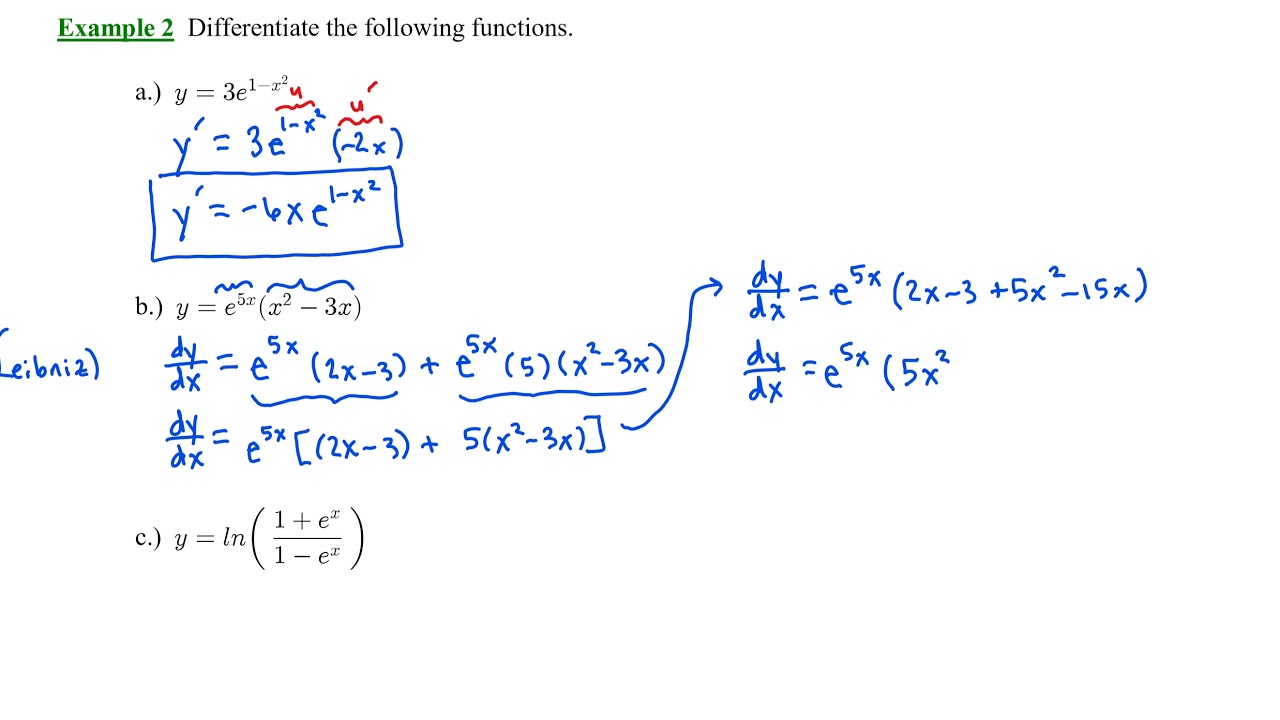 7.2C.2 Differentiating the Natural Exponential Function - YouTube