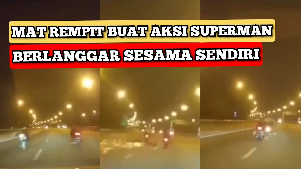 MAT REMPIT TERSUNGKUR DI JALAN RAYA KETIKA BUAT AKSI 'SUPERMAN' - YouTube
