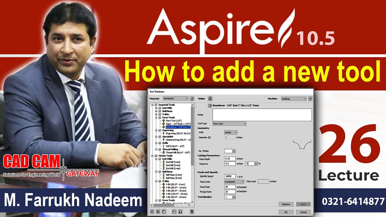 How to add new tool in Aspire (Aspire Lecture 26) | CAD CAM Gateway ...