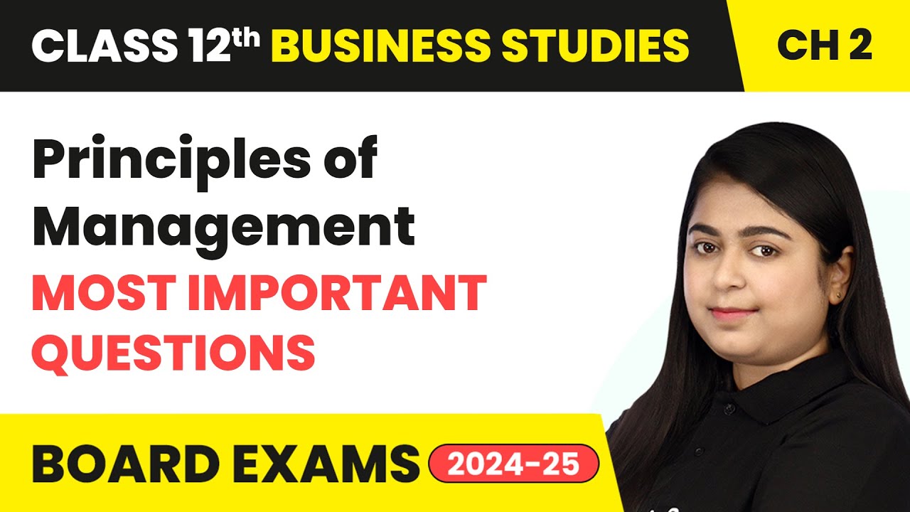 Principles of Management - Most Important Questions | Class 12 Business ...