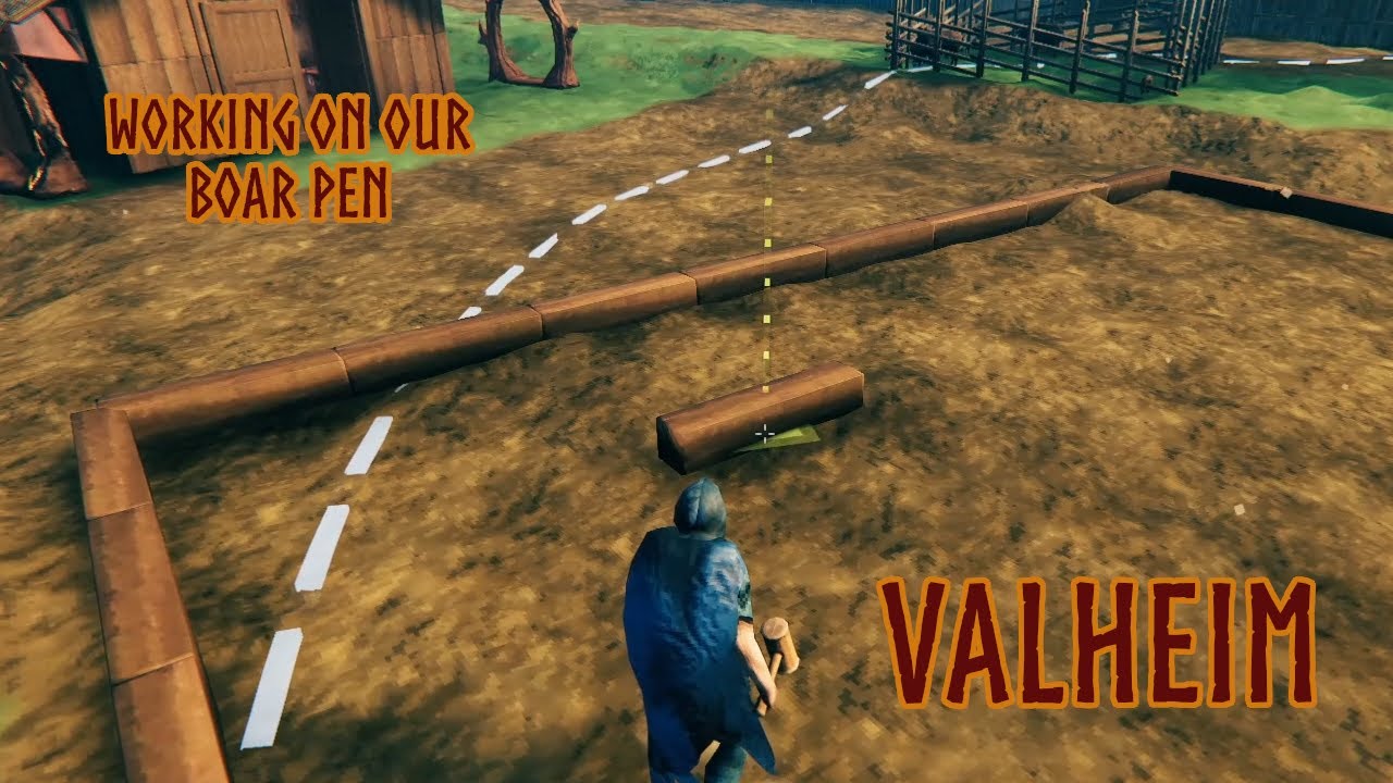 Valheim S1E37 - Building our boar pen and putting in a perimeter ...