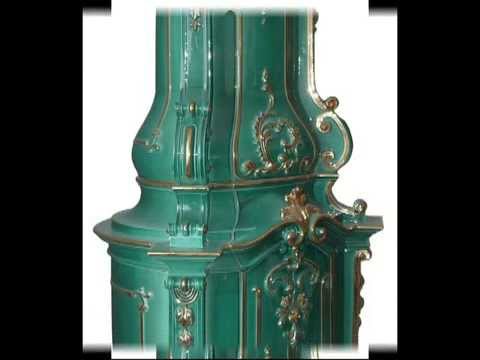 Tiled Stove Rococo, wood burning stove - YouTube