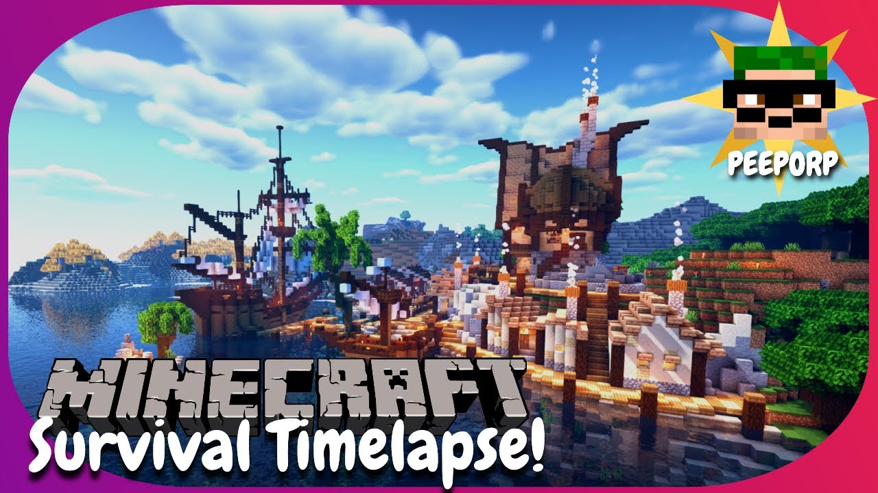 Pirate Village - Minecraft Survival Timelapse - 1.16+ - YouTube