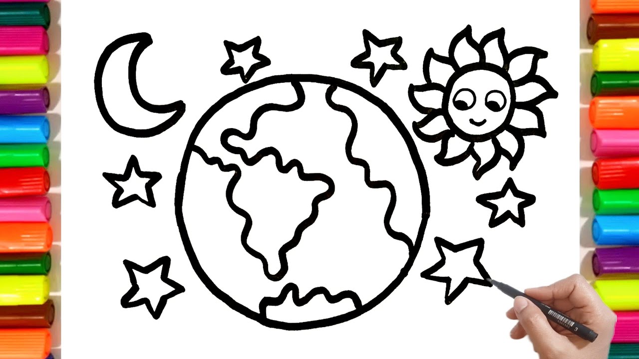 Earth Drawing, Colouring and Painting for Kid's, Toddlers | How to Draw ...