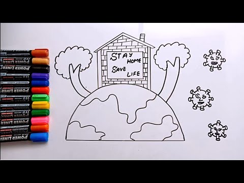 Coronavirus Awareness Drawing Step by Step | Stay Home Stay Safe ...